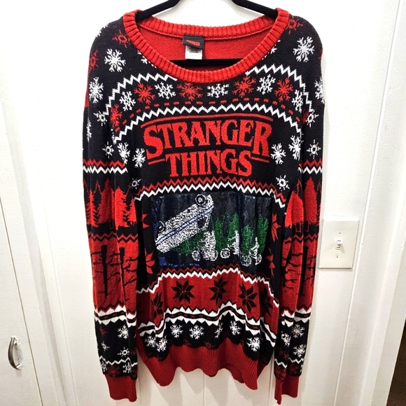 Hot Topic | Sweaters | Stranger Things Christnas Sweater With Flip ...